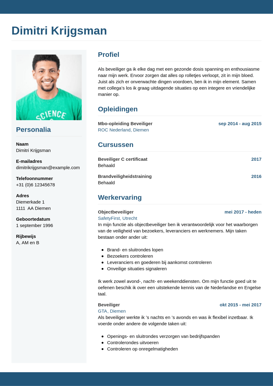 CV voorbeeld schoonmaakster / schoonmaker - CVwizard