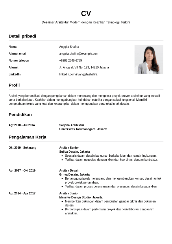 Contoh dan Template CV - CVwizard