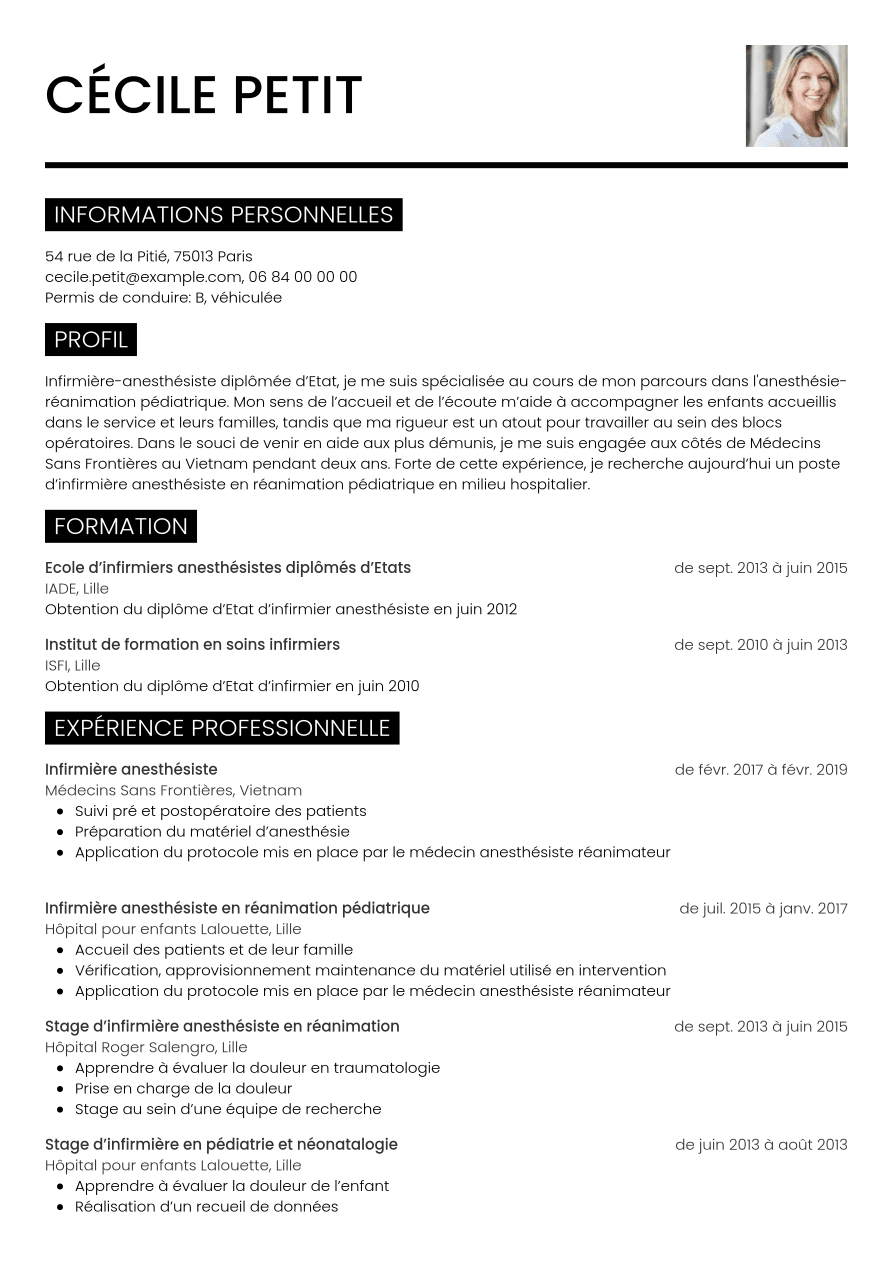 Exemple de CV infirmier / infirmière - CVwizard