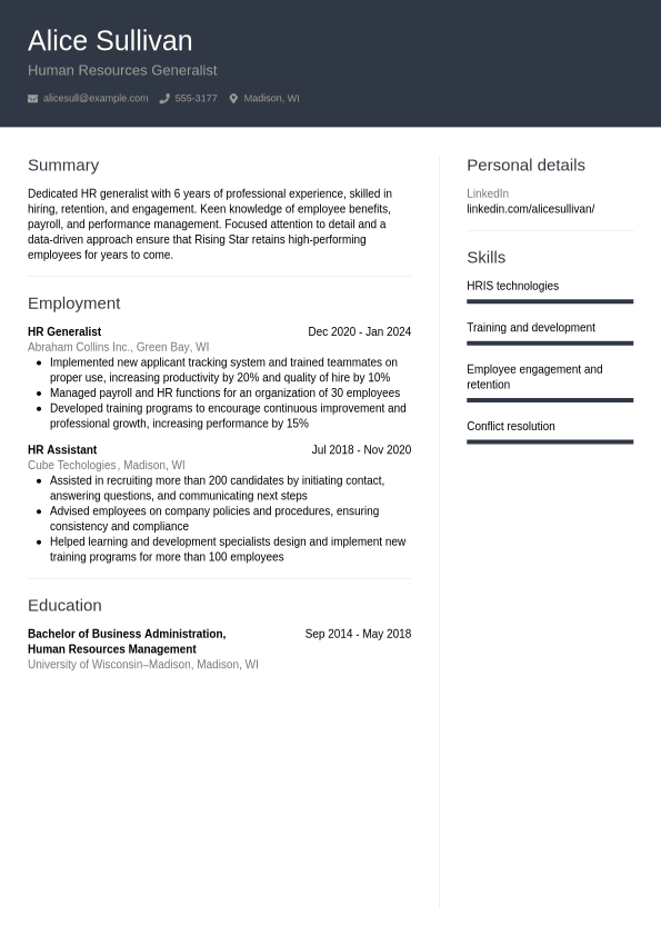 Human Resources Resume Examples and Writing Tips - CVwizard