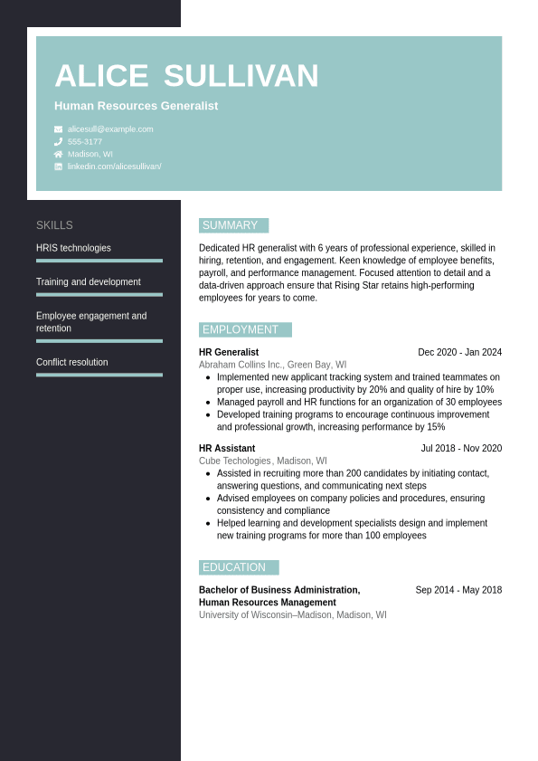 Human Resources Resume Examples and Writing Tips - CVwizard