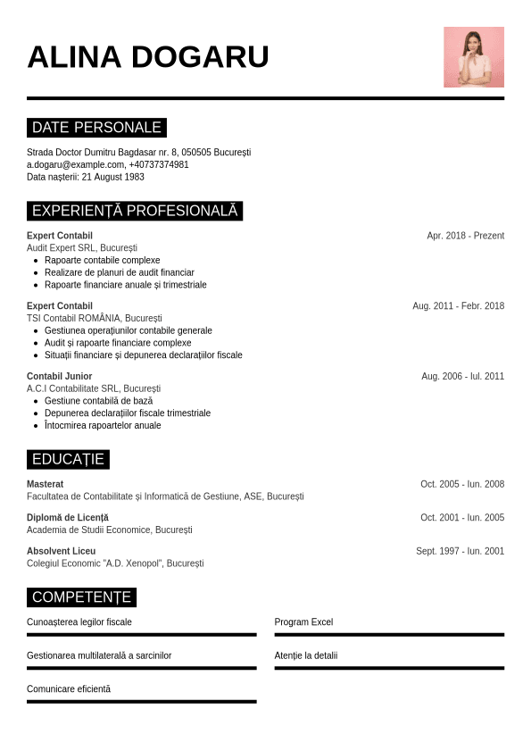 Exemple de CV-uri de contabil - CVwizard