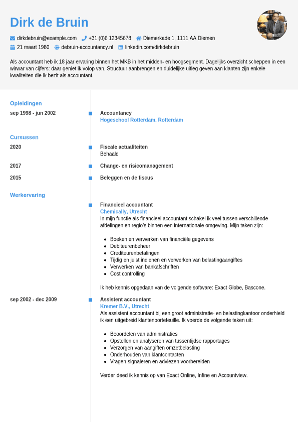 CV voorbeeld accountant of boekhouder - CVwizard