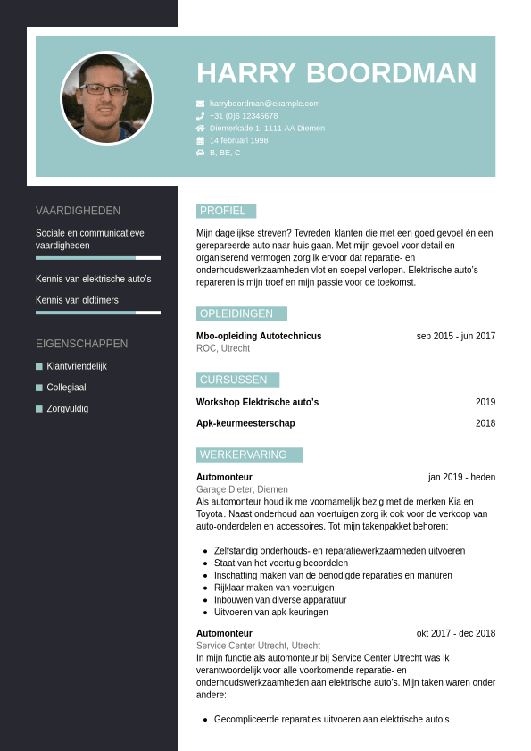 CV voorbeeld automonteur - CVwizard