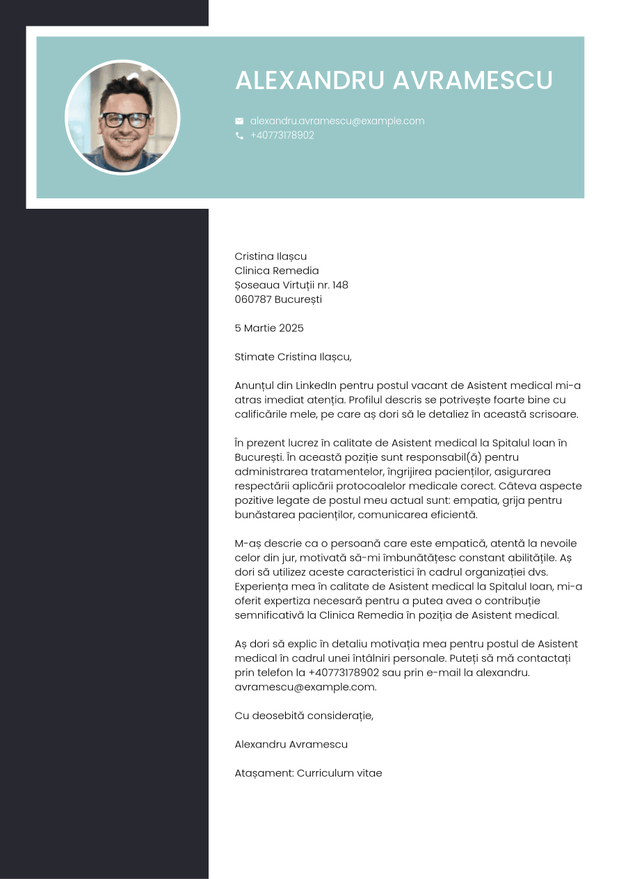 Exemplu scrisoare de intenție asistent medical 2025 - CVwizard