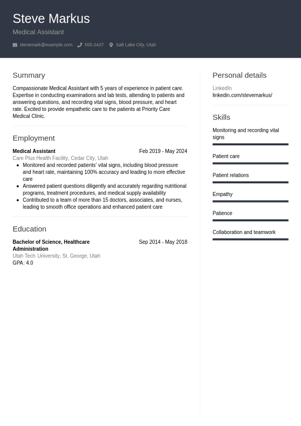 Medical Assistant Resume Examples & Writing Tips - CVwizard