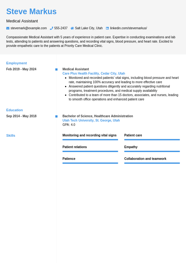 Medical Assistant Resume Examples & Writing Tips - CVwizard