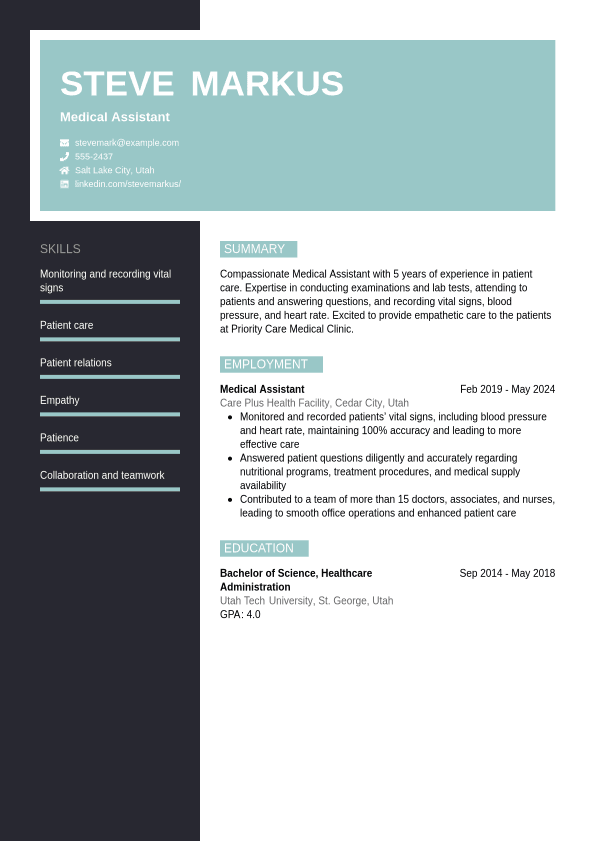 Medical Assistant Resume Examples & Writing Tips - CVwizard