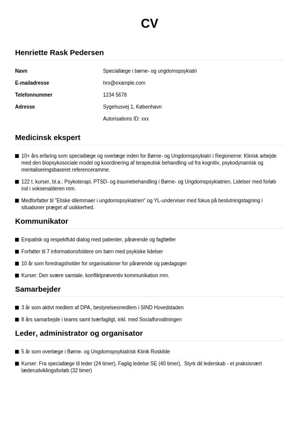 Læge CV-eksempel for 2025 - CVwizard