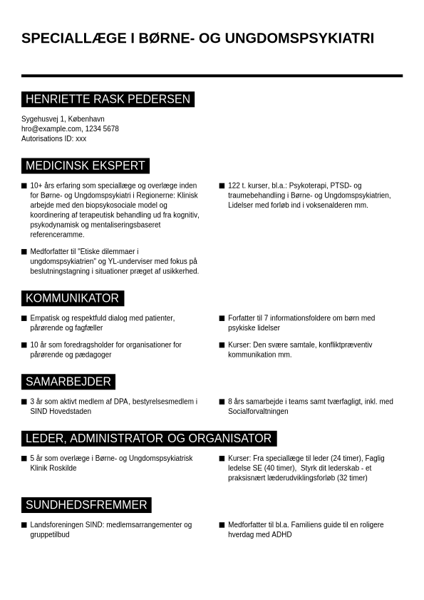 Læge CV-eksempel for 2025 - CVwizard
