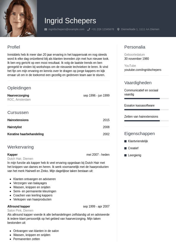 CV Voorbeeld Kapper of Barbier Voor Inspiratie - CVwizard