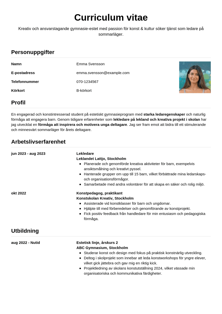 CV-exempel för student – skapa ett säljande CV - CVwizard