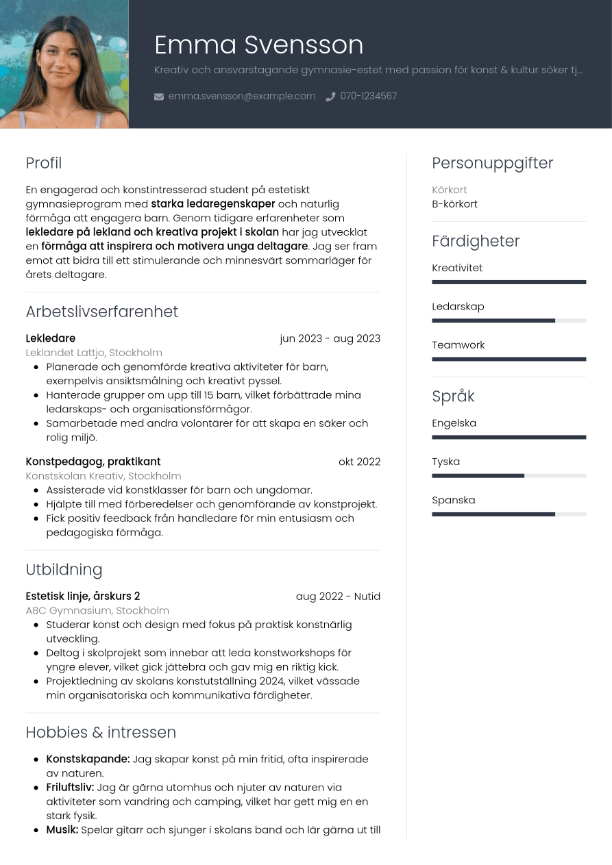 CV-exempel för student – skapa ett säljande CV - CVwizard