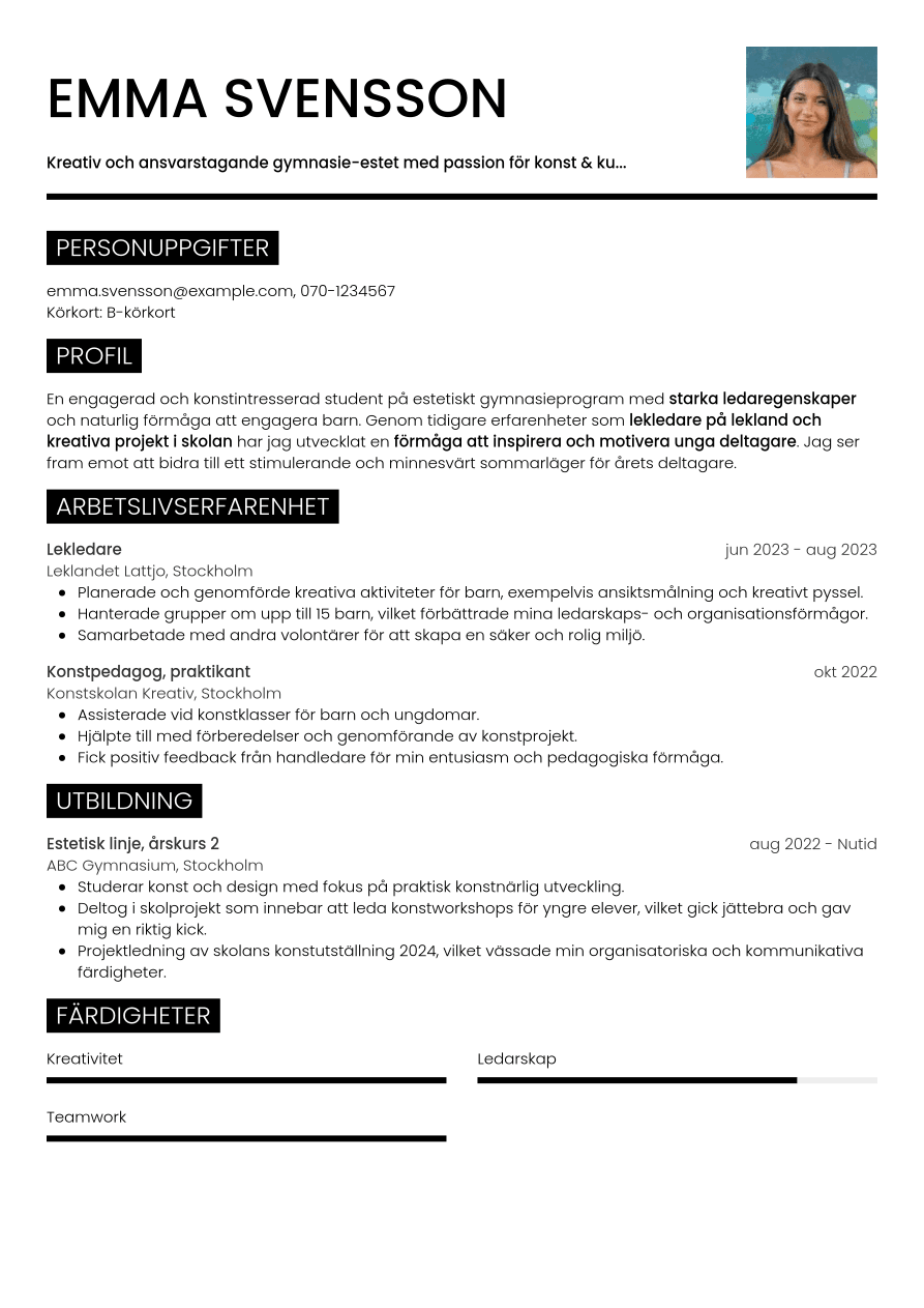 CV-exempel för student – skapa ett säljande CV - CVwizard