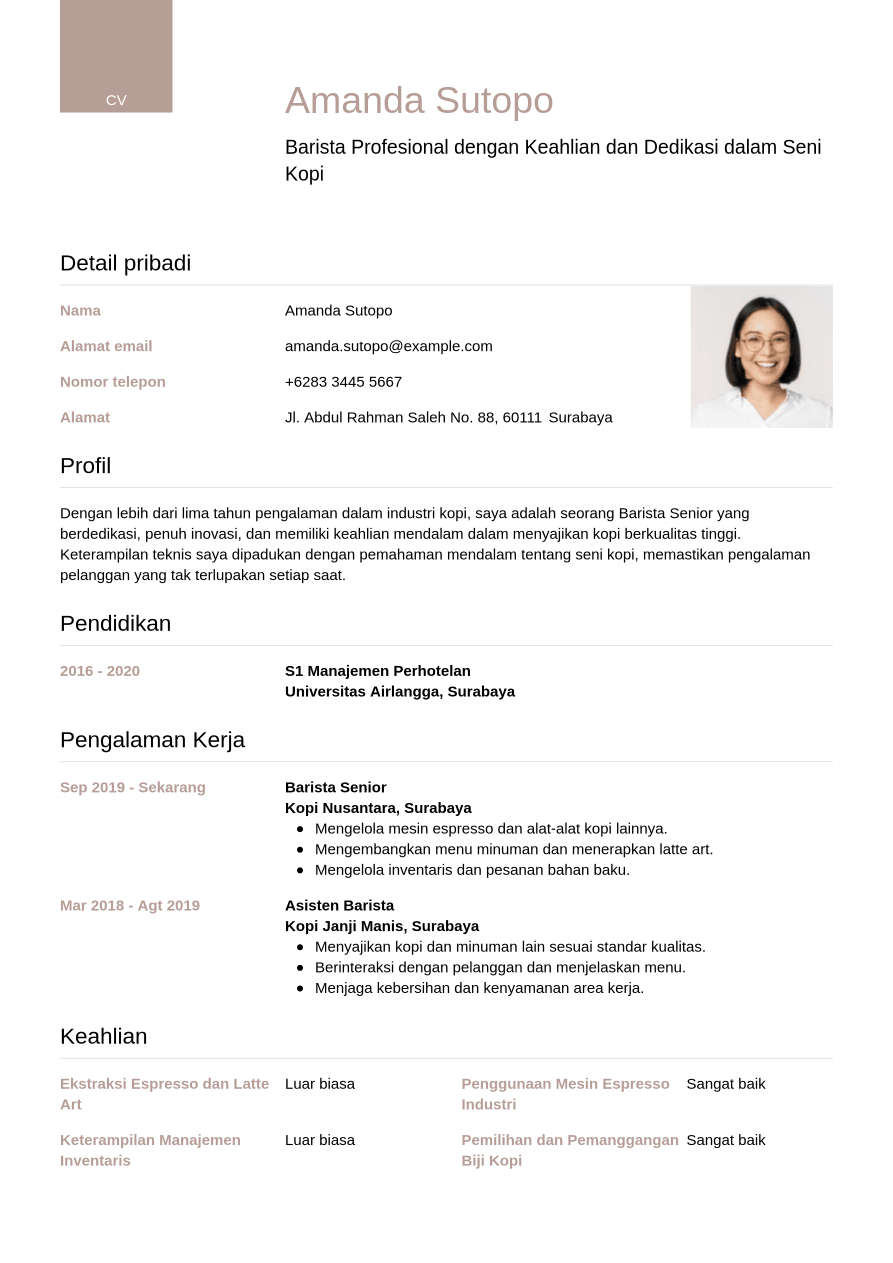 Contoh dan Template CV - CVwizard