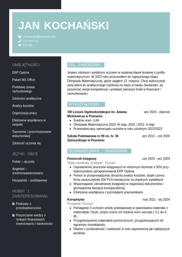 CV dla ucznia – porady + jak napisać - CVwizard