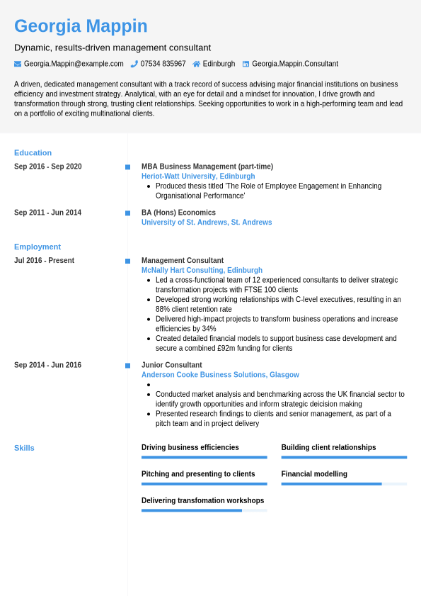 Consultant CV Example - CVwizard