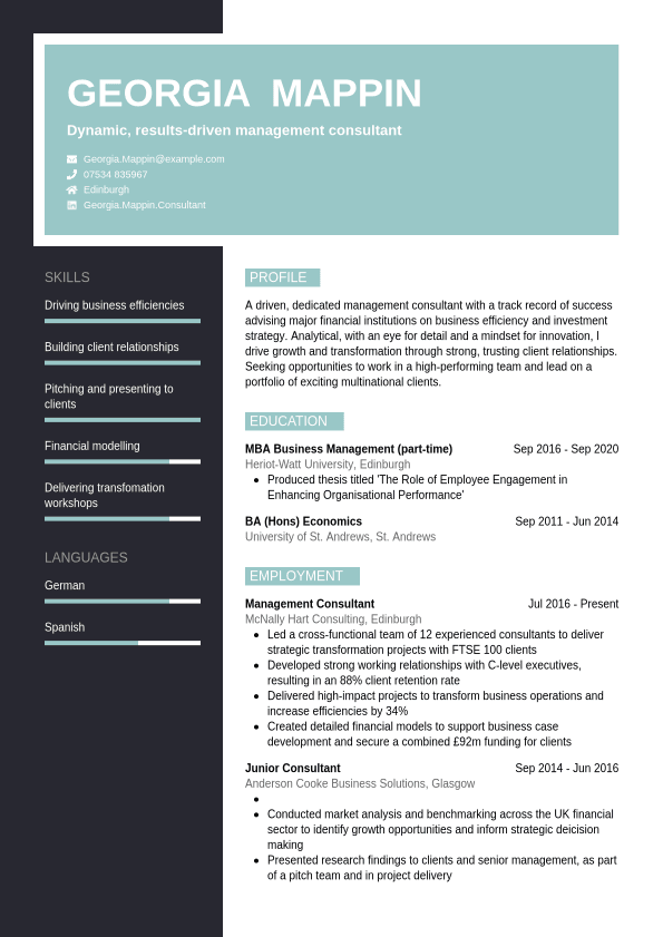 Consultant CV Example - CVwizard