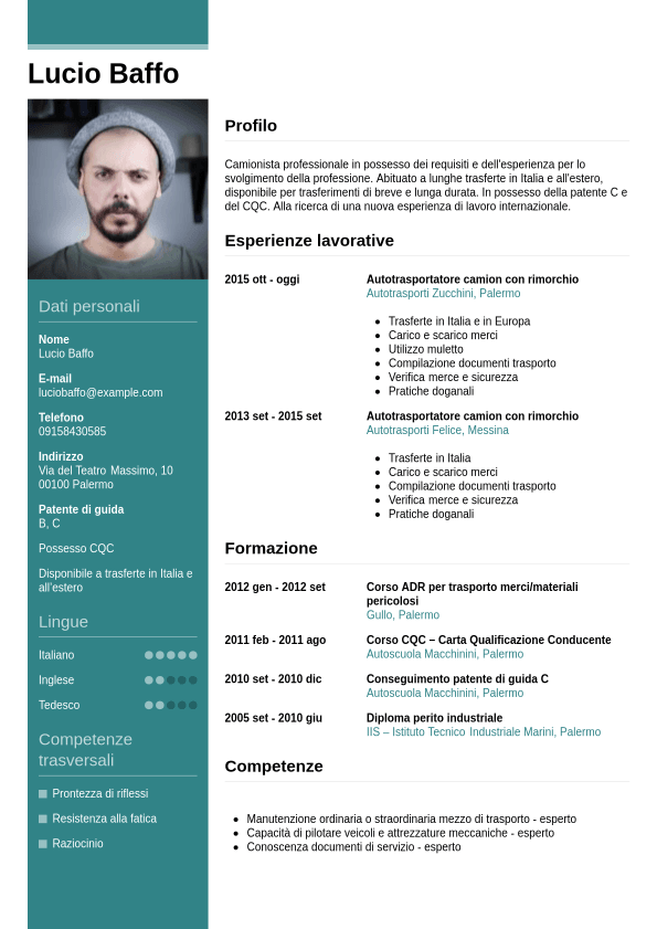 Esempio curriculum carpentiere - CVwizard