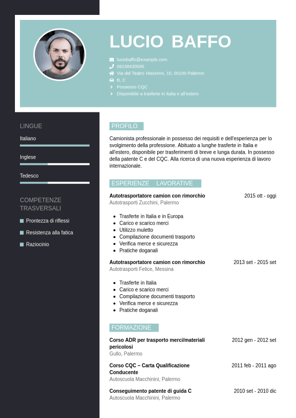 Esempio curriculum autista camion - CVwizard