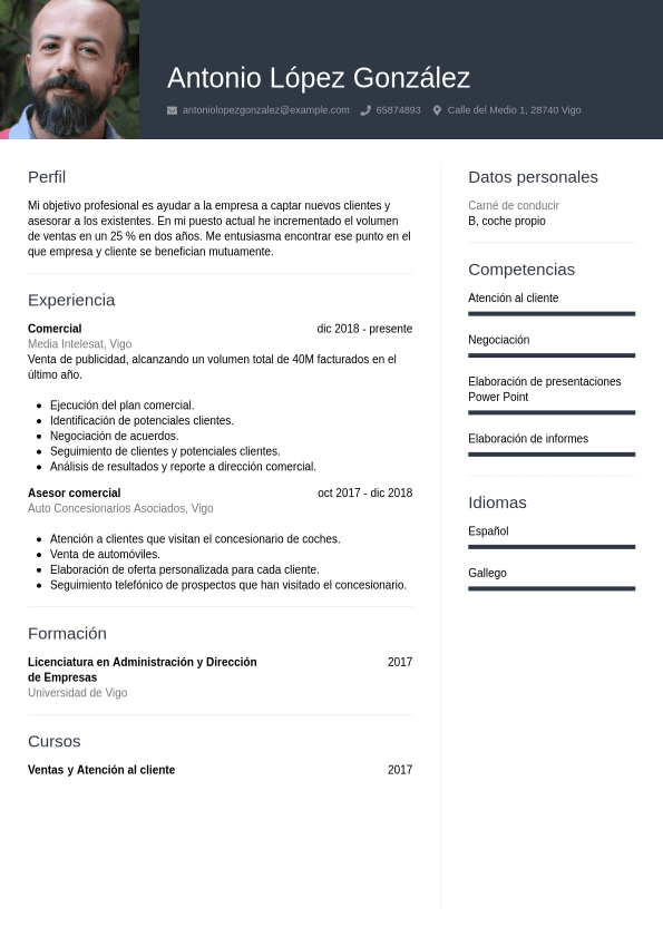 Currículum comercial: Ejemplos para destacar ventas - CVwizard