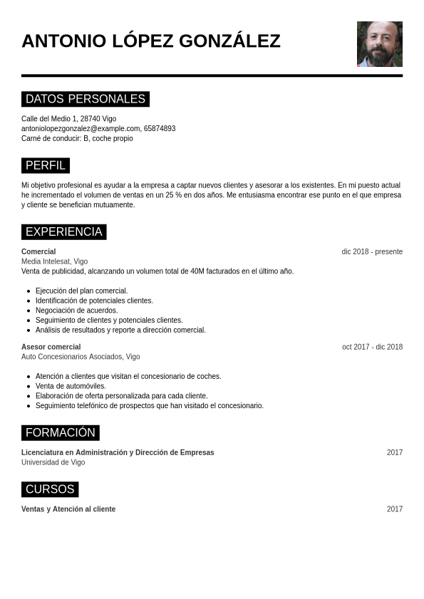 Currículum comercial: Ejemplos para destacar ventas - CVwizard