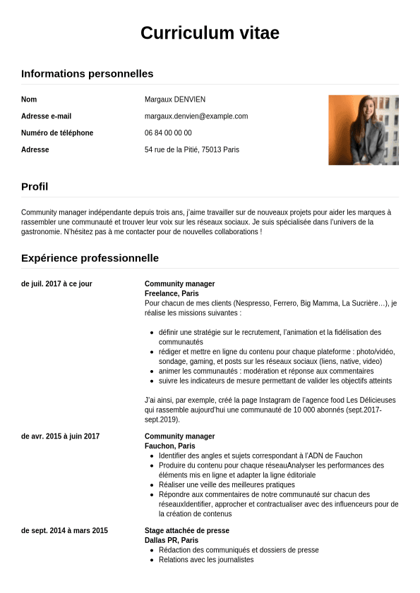 Exemple de CV auto-entrepreneur (freelance) - CVwizard