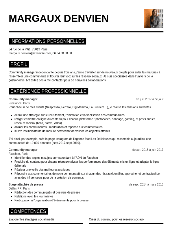 Exemple de CV auto-entrepreneur (freelance) - CVwizard