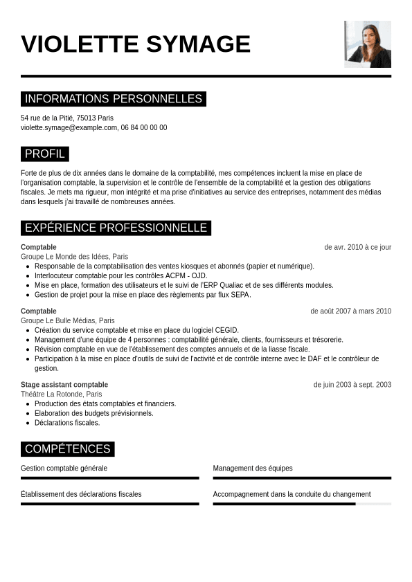 Exemple de CV comptable - CVwizard