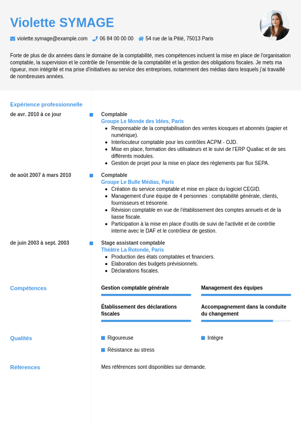 Exemple de CV comptable - CVwizard