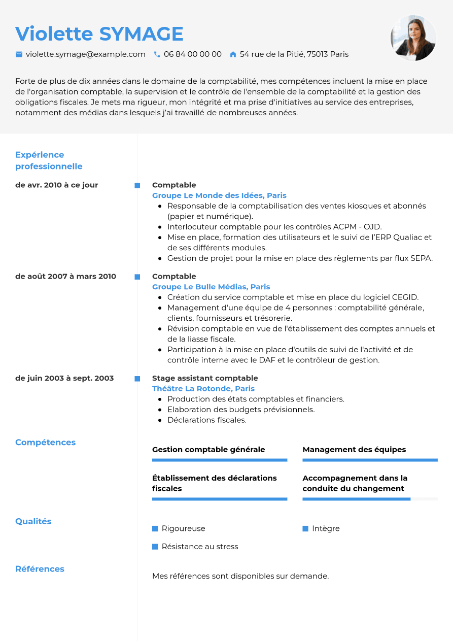 Exemple de CV comptable - CVwizard