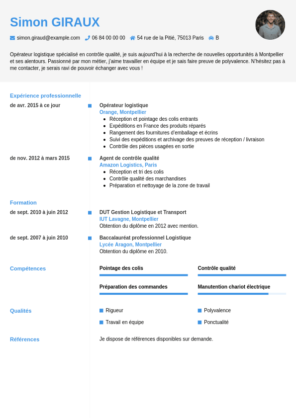 Exemple de CV logistique - CVwizard