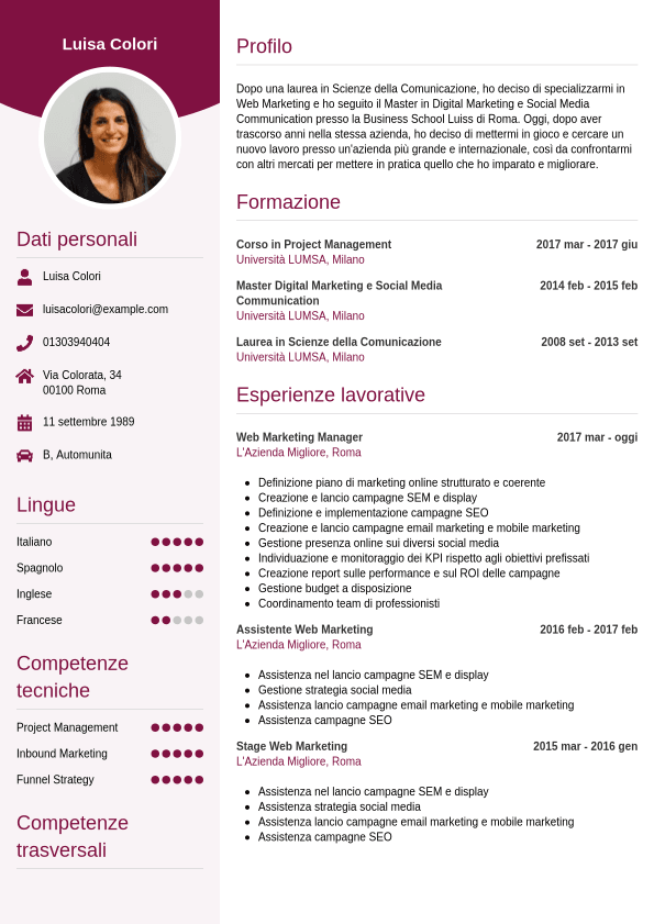 Modelli e layout di CV - CVwizard