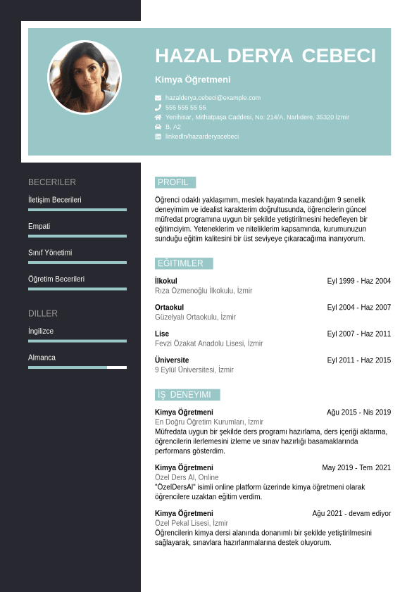 Öğretmen CV Örnekleri - CVwizard