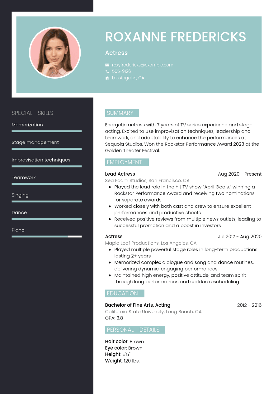 Acting Resume Examples & Writing Tips - CVwizard