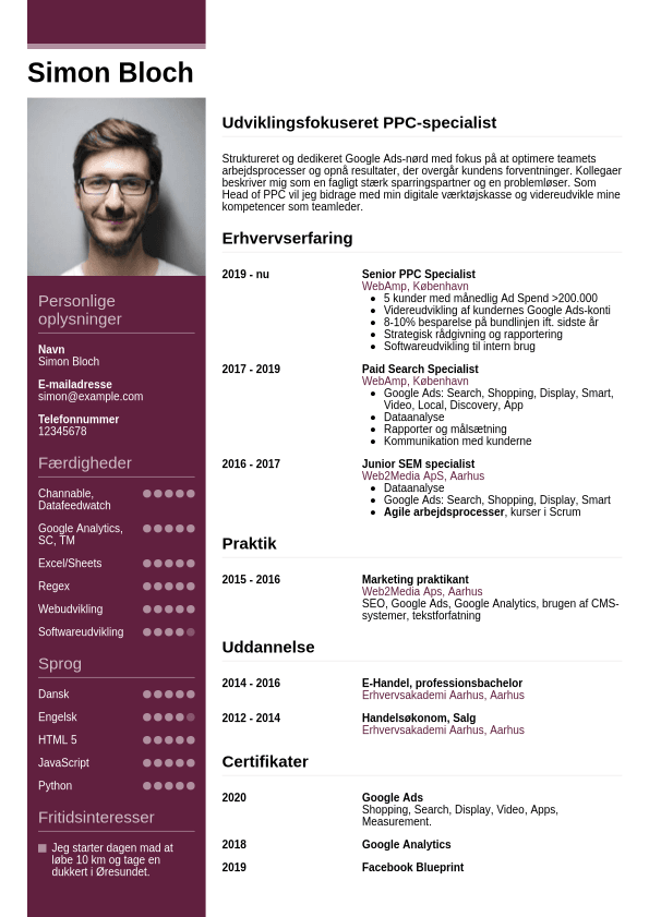 CV-skabeloner og layouts - CVwizard