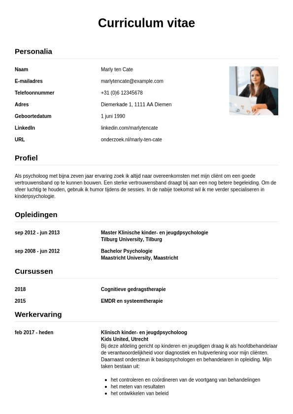 CV voorbeeld psycholoog - CVwizard