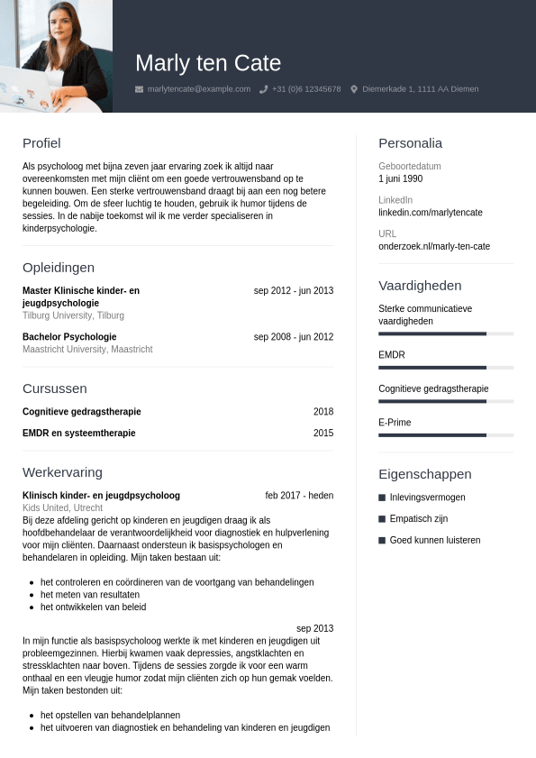 CV voorbeeld psycholoog - CVwizard