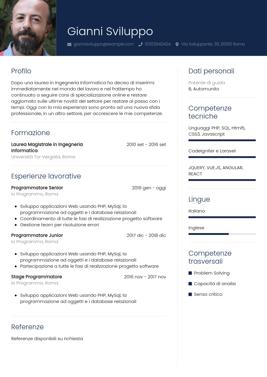 Esempio curriculum vitae per ogni occupazione - CVwizard