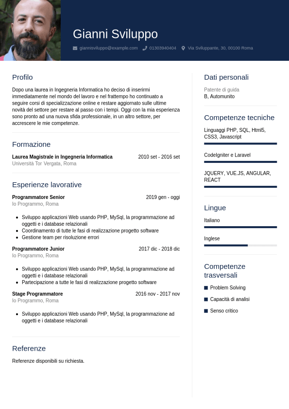 Esempio curriculum vitae per ogni occupazione - CVwizard