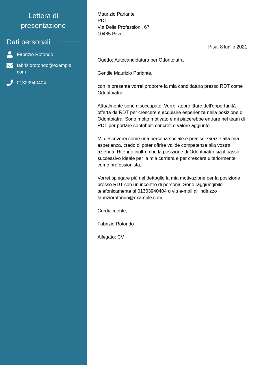 Modelli di lettera di presentazione - CVwizard