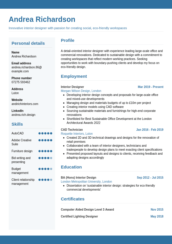 Student CV Example - CVwizard