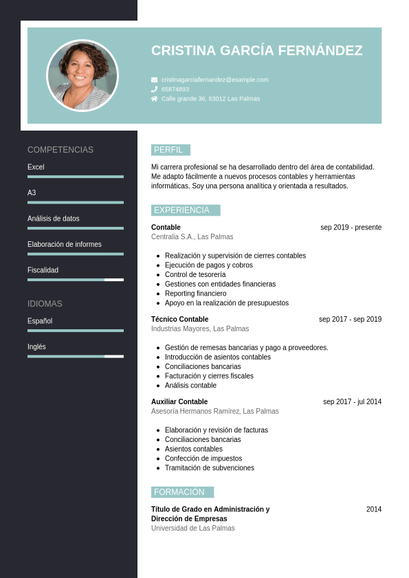 Currículum auxiliar contable: Ejemplo de CV - CVwizard