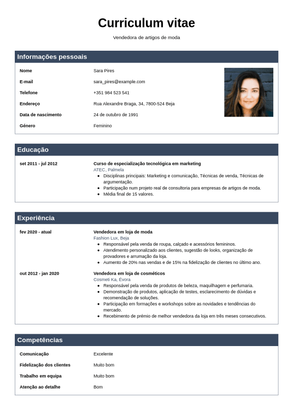 Exemplos de curriculum vitae - CVwizard