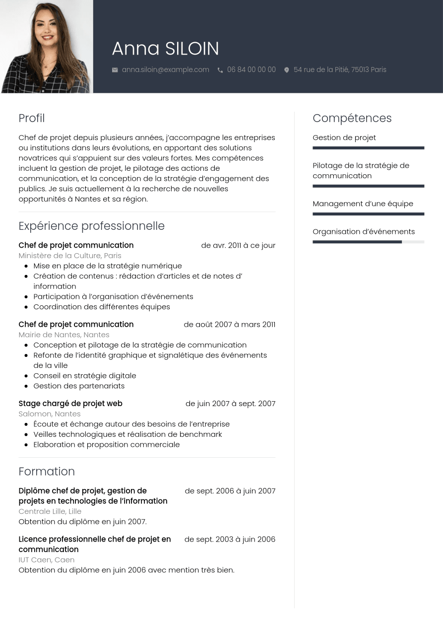 Exemple de CV chef de projet - CVwizard