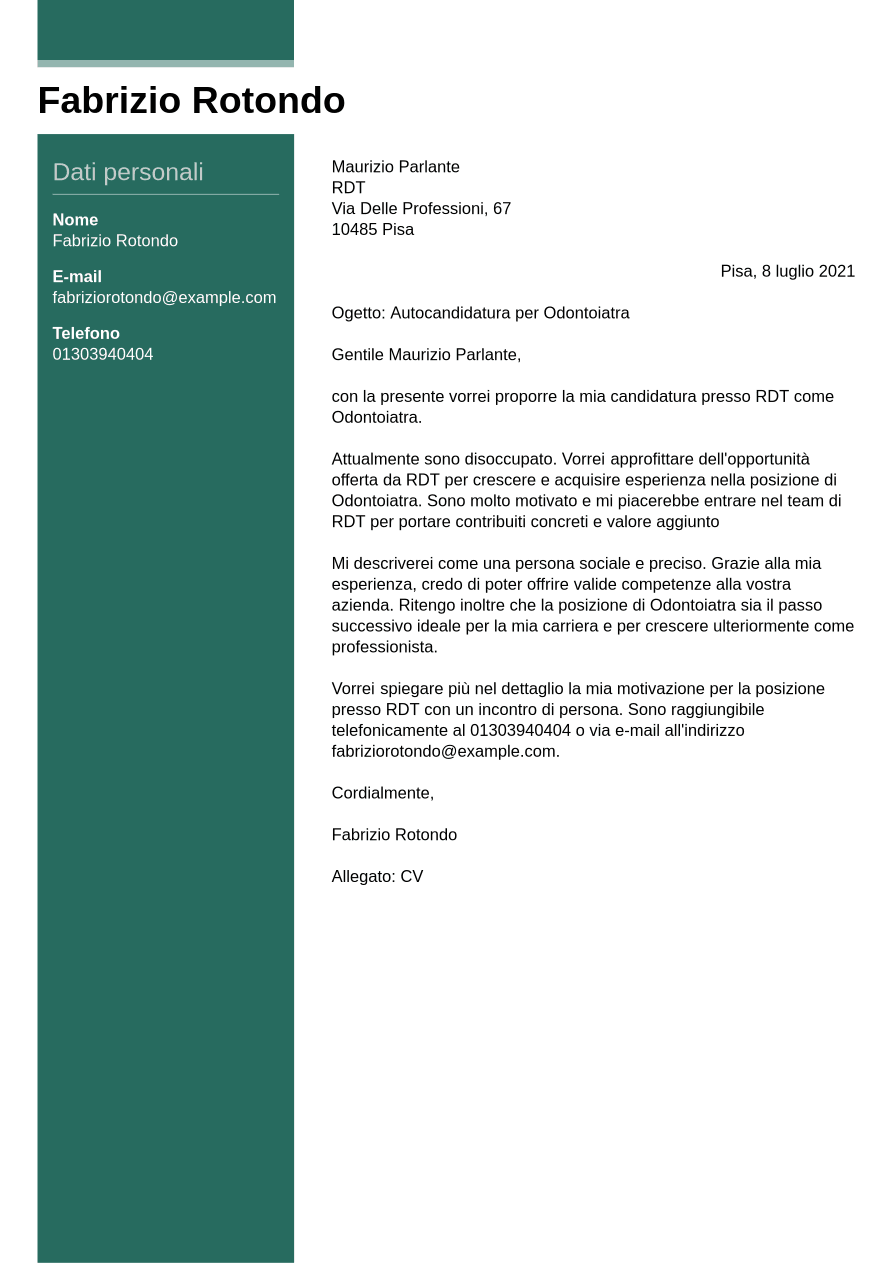 Modelli di lettera di presentazione - CVwizard