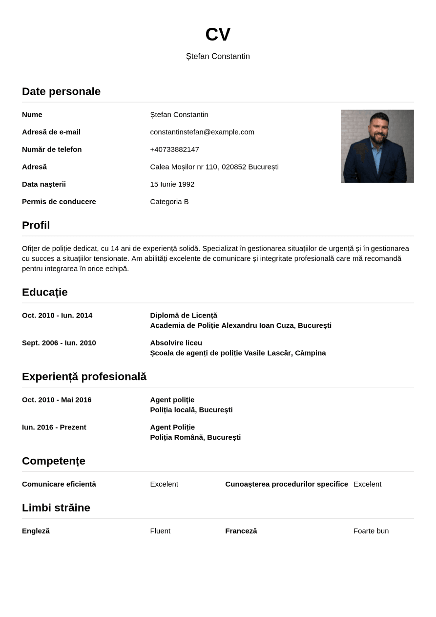 Exemple CV - CVwizard