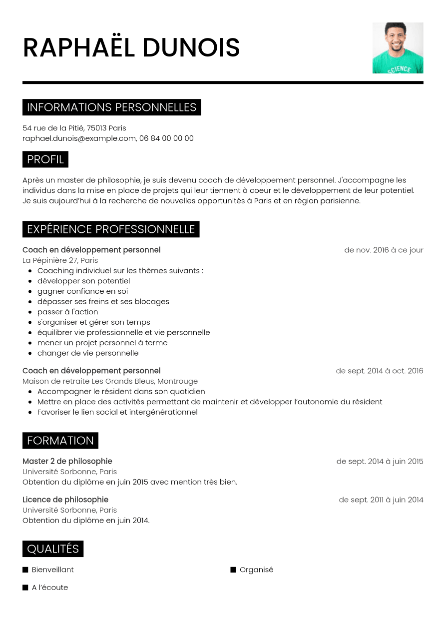 Exemple de CV coach professionnel - CVwizard