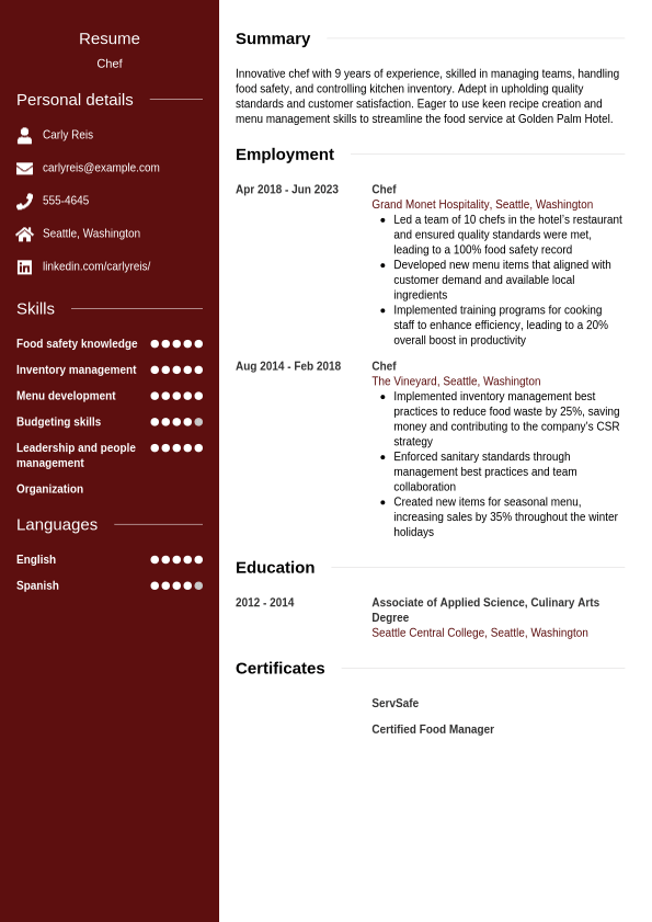 Teacher Resume Example - CVwizard