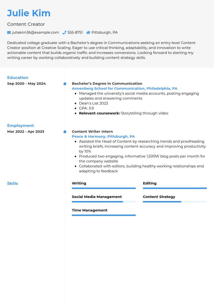 College Resume Examples & Writing Tips - CVwizard